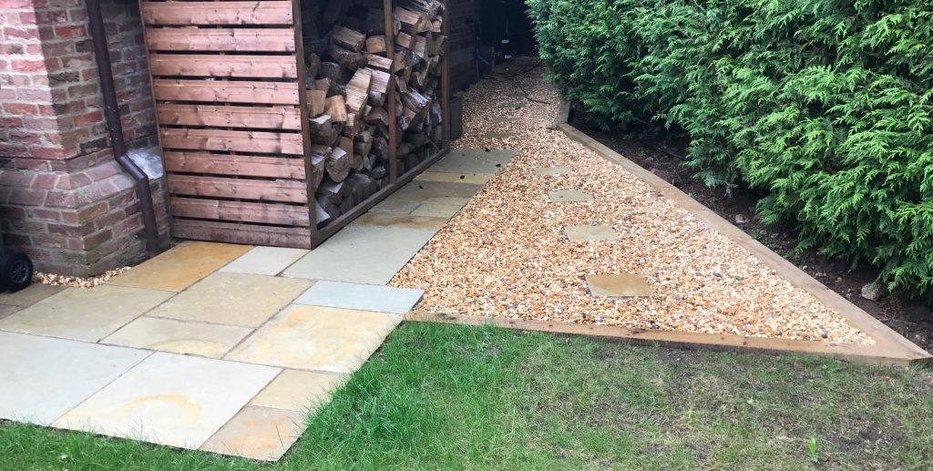 Landscaping - Paving, Timber edging & Infill shingle